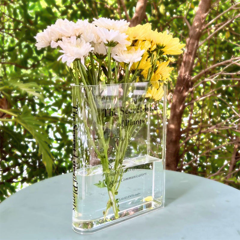 Acrylic Book Vase for Flowers Bookshelf Decor – Giftsidear