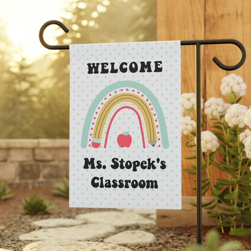Rainbow personalized teacher flags, classroom flags, class flags ...