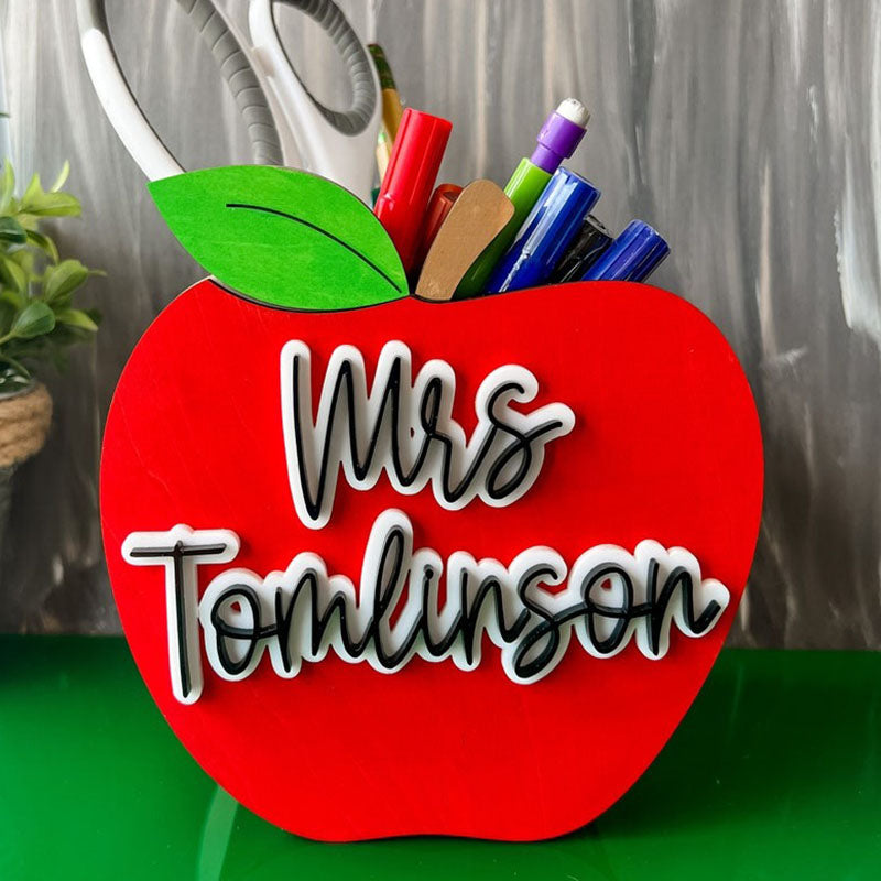 Apple Pen Holder,Teacher Wooden Apple,Personalized Teacher Appreciation ...