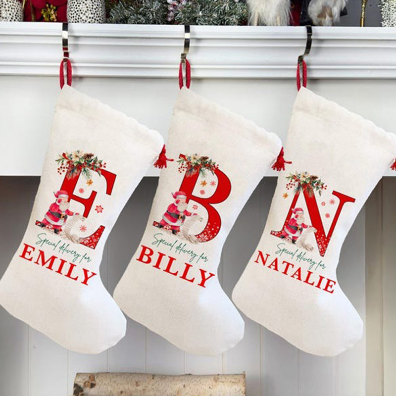 Personalized Santa Stocking with Name, Christmas Name Stocking – Giftsidear