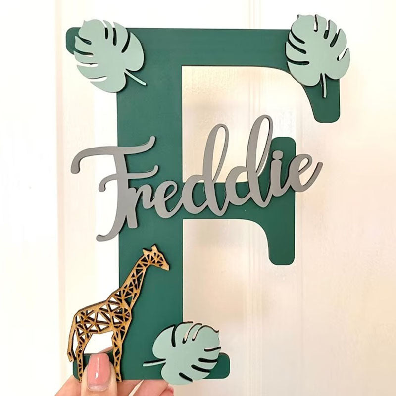 Personalised Jungle name sign. Bedroom door name sign. Bedroom door sign. Toy box name. Door ...
