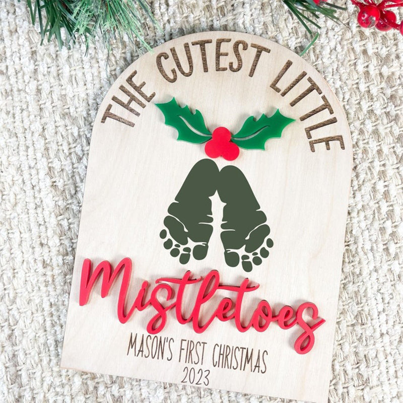 Baby Footprint Mistletoes Christmas Sign DIY Baby's First Christmas ...