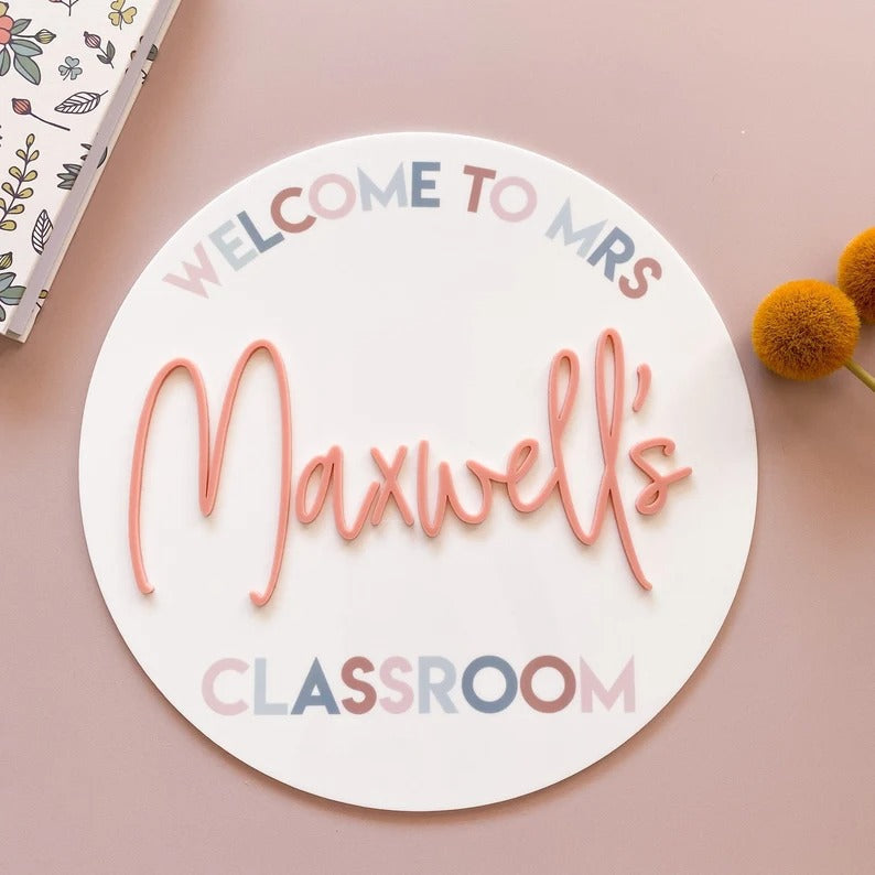 Acrylic Teacher Name Plaque - Classroom door sign - Boho Classroom ...