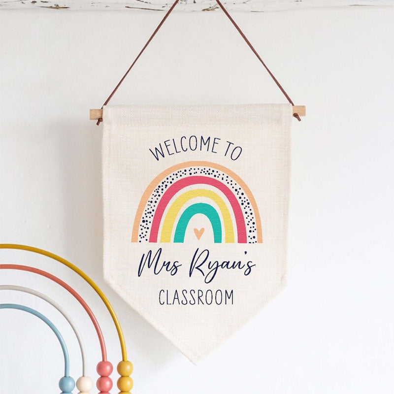 Personalised Welcome To My Classroom Teacher Pennant Flag - Classroom ...