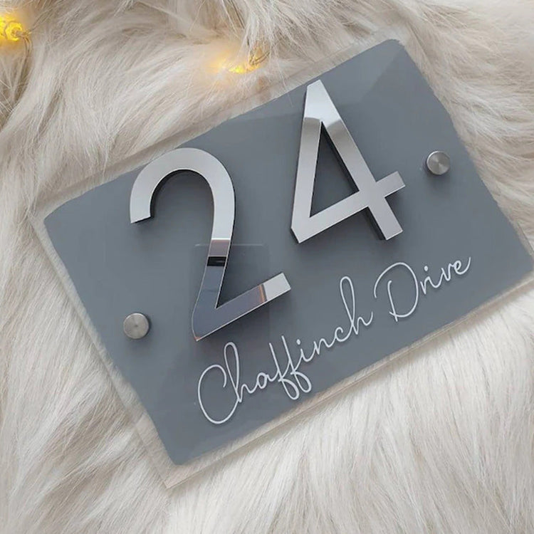 House Door Sign, Personalised House Sign, Acrylic House Sign, Mirrored ...
