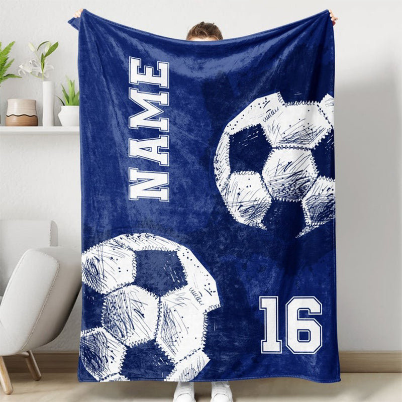 Personalized Soccer Blanket, Custom Football Soft Cozy Sherpa Fleece ...