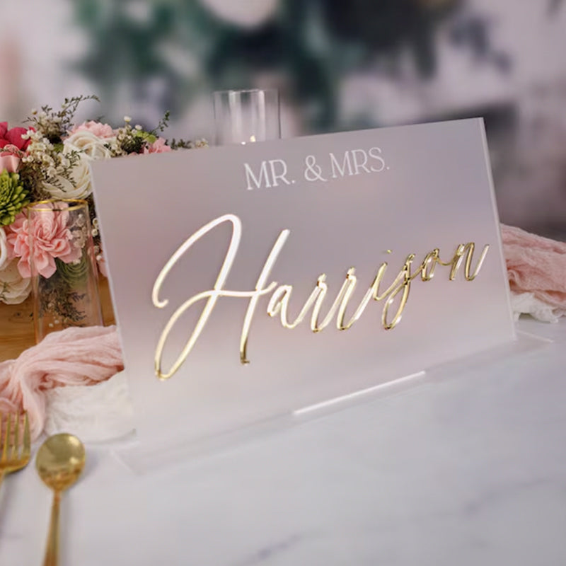 3D Mirrored Acrylic Wedding Head Table Mr Mrs Sign – Giftsidear