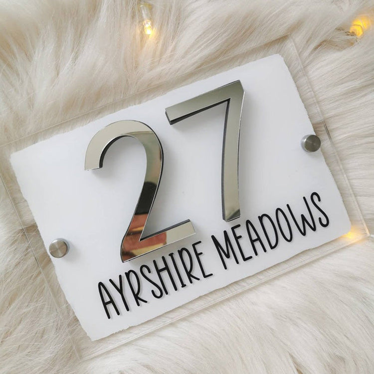 House Door Sign, Personalised House Sign, Acrylic House Sign, Mirrored ...