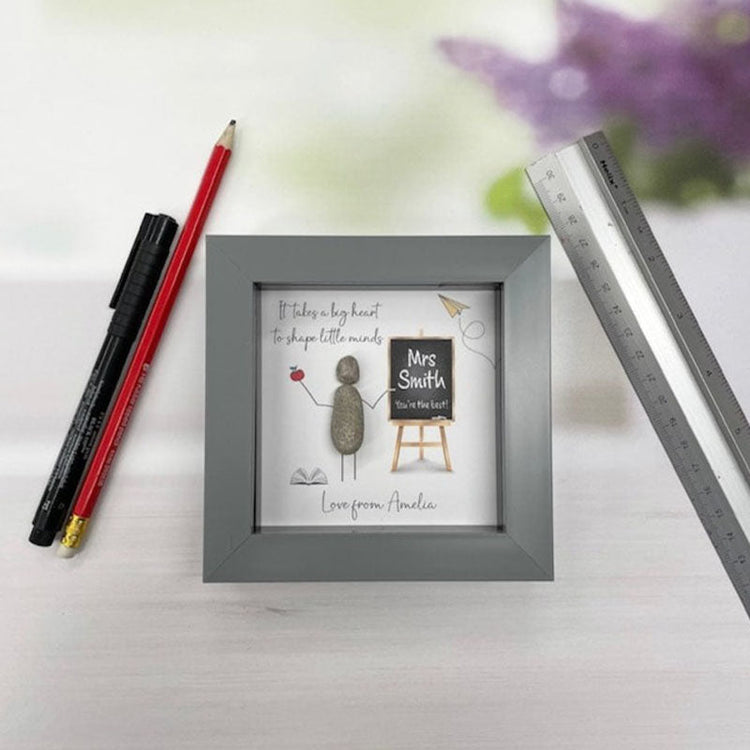 Personalised Teacher Pebble Picture - Framed Thank You Teacher Pebble ...