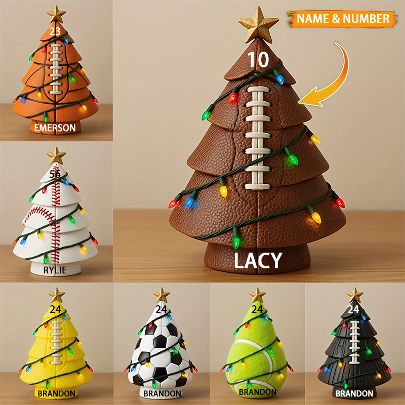 Football-Shaped Christmas Tree Resin Ornament with Football Field Goal ...