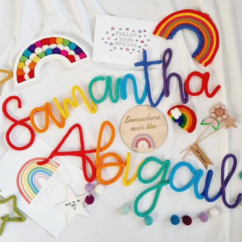 Rainbow Knitted Name Sign | Alternating Colour Word Sign | Colour ...