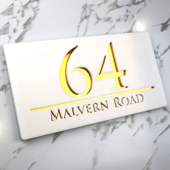 Laser Cut Matt White & Black Mirror Floating House Number Signs Door ...