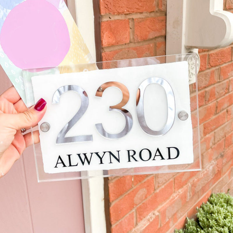 House Door Sign, Personalised House Sign, Acrylic House Sign, Mirrored ...