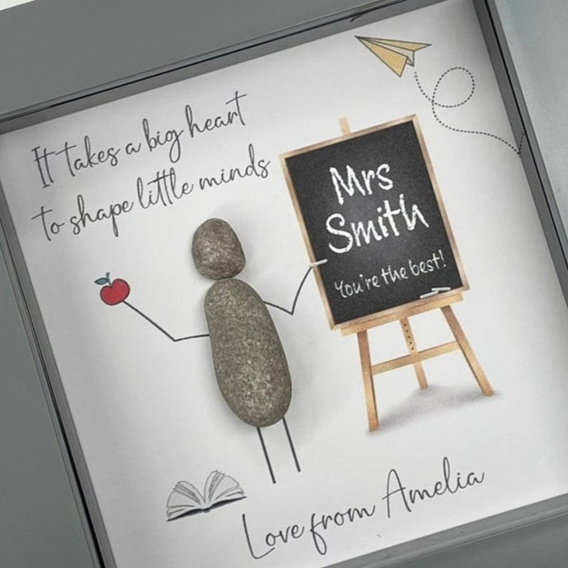 Personalised Teacher Pebble Picture - Framed Thank You Teacher Pebble ...