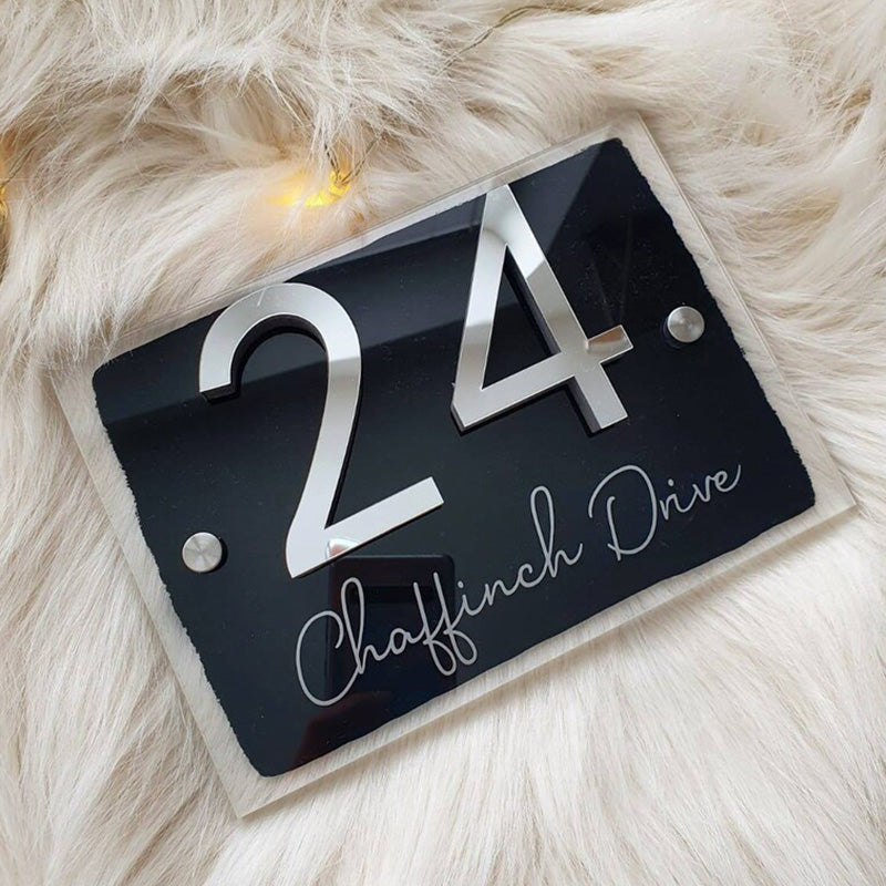 House Door Sign, Personalised House Sign, Acrylic House Sign, Mirrored ...