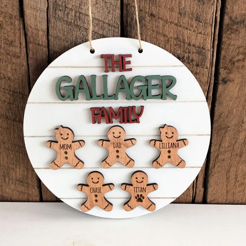 Personalized Farmhouse Christmas Decor,Gingerbread Family Sign – Giftsidear
