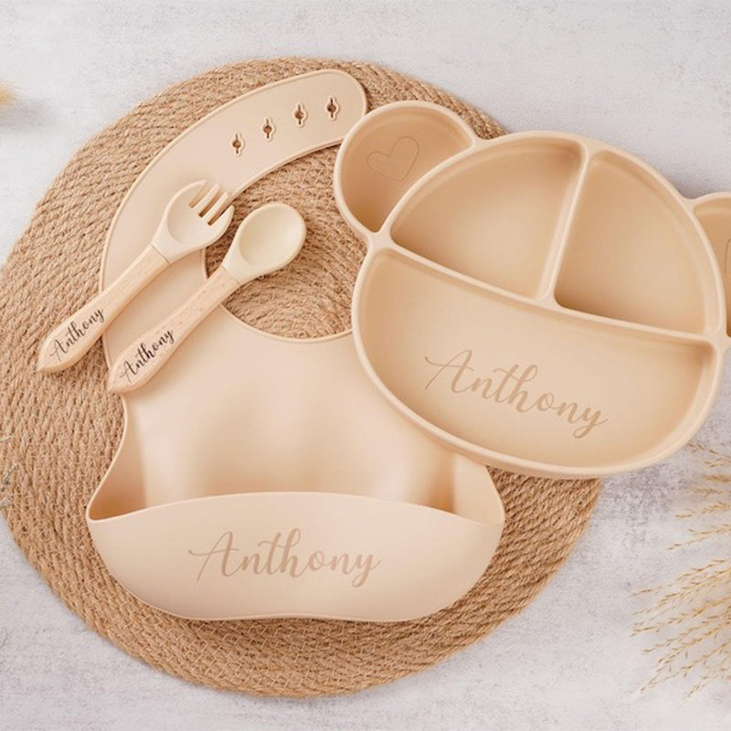 Custom Baby Plate Set with Name,Baby Feeding Set – Giftsidear