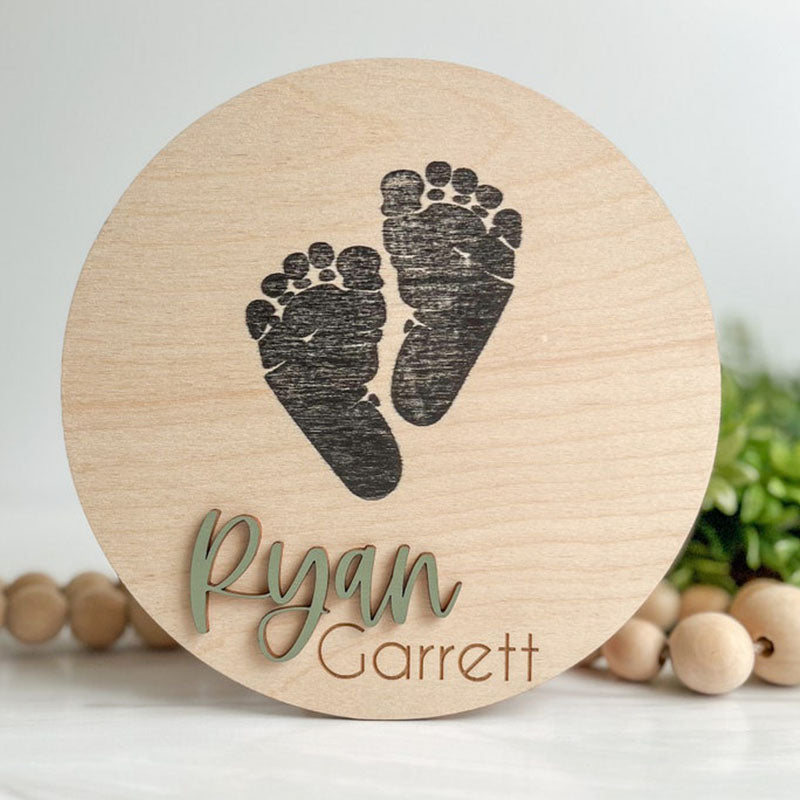 Baby Announcement Sign with Birth Stats, Footprint Sign For Newborn ...