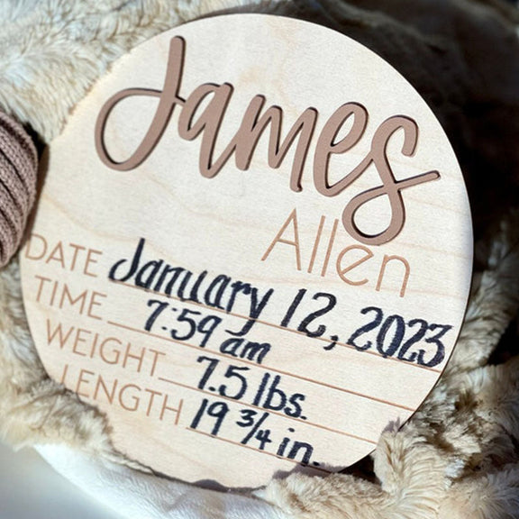 Baby Announcement Sign with Birth Stats, Footprint Sign For Newborn ...