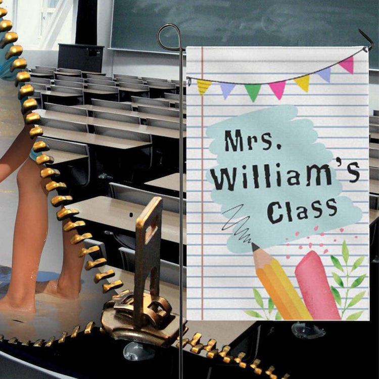 First Day of School Flag, Custom Teacher Welcome Sign, Personalized ...